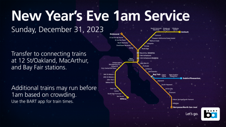 BART New Year's service schedule | BARTable